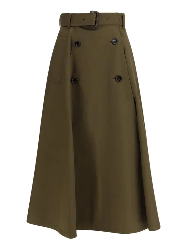Burberry Midi Trench Skirt With Belted Waist - Green
