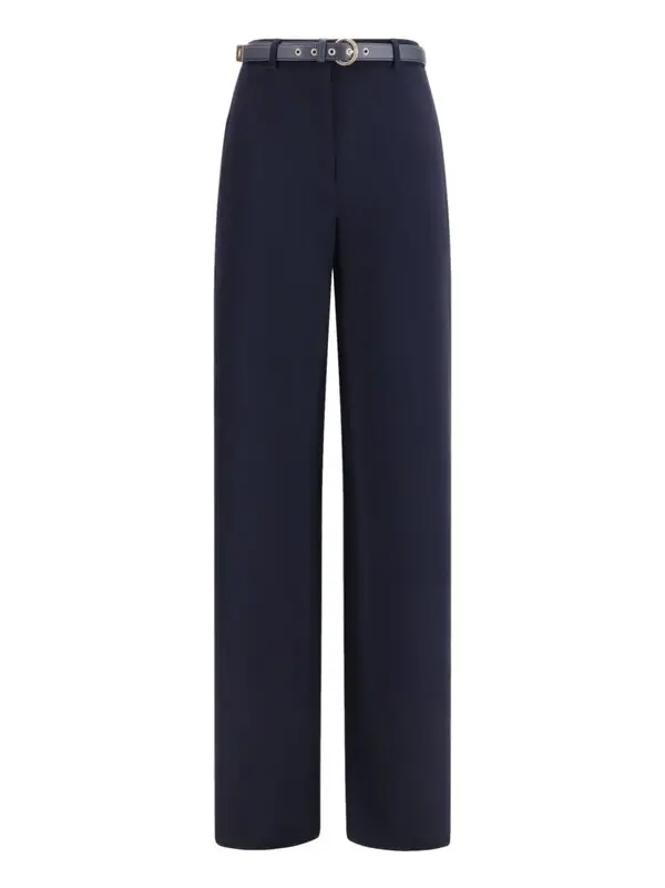 Max Mara Wide Leg Belted Pants - Blue