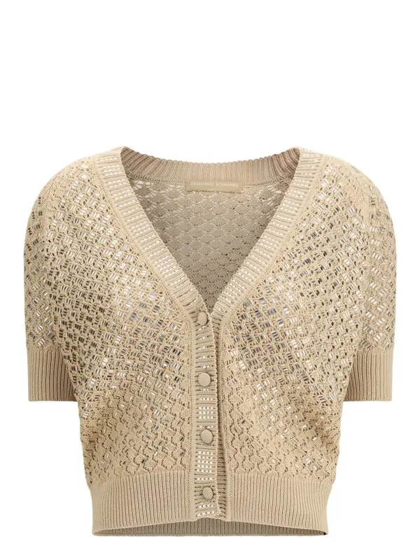 Ermanno Scervino Short-sleeved Embellished Cardigan - Beige