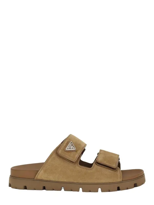 Prada Suede Adjustable Strap Sandals - Brown