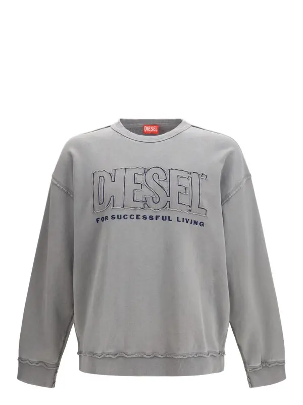 DIESEL® S-boxt-raw-v1 Sweatshirt With Raw-cut Hem - Grey