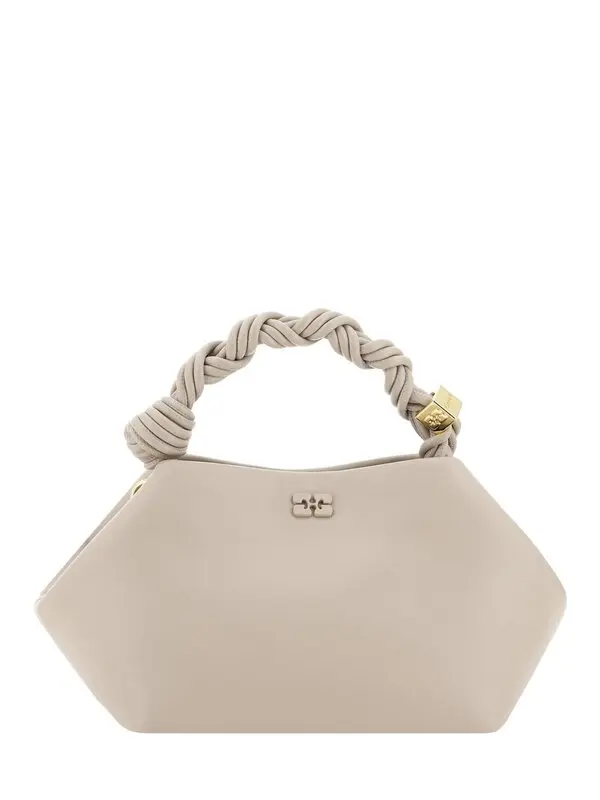 GANNI Small Bou Handbag In Certified Recycled Leather - White