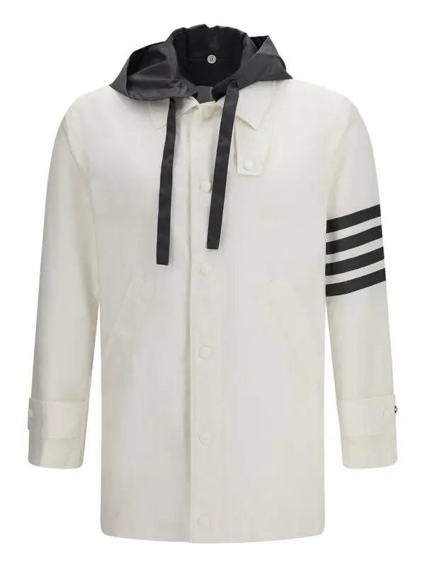 Thom Browne Unconstructed Hooded Bal Collar Jacket - White