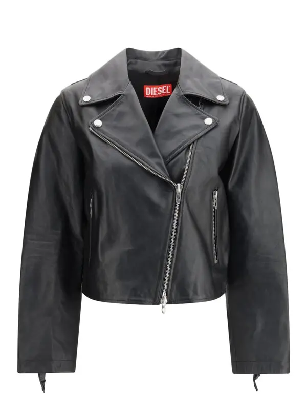 DIESEL® L-unatic Leather Biker Jacket - Black