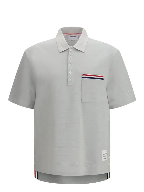 Thom Browne Short-sleeve Polo With Chest Pocket - Grey