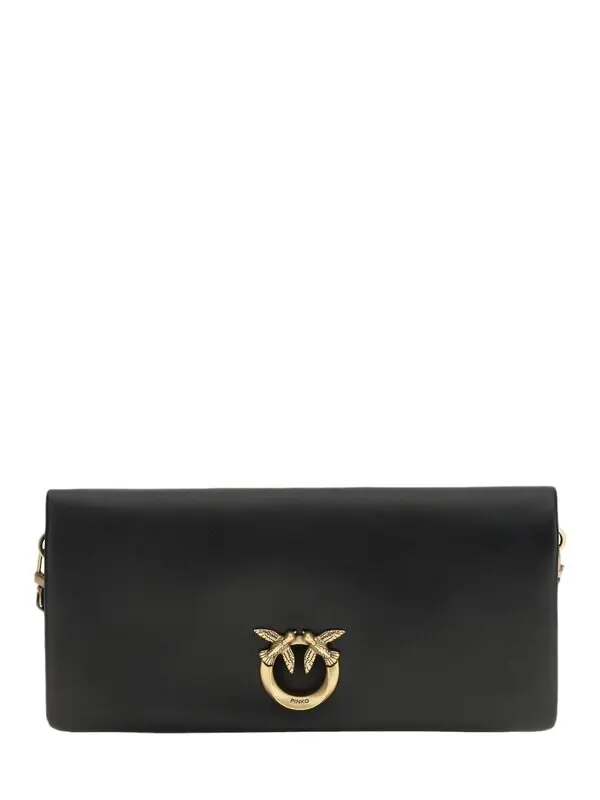 Pinko Love Medium Padded Leather Clutch Bag - Black