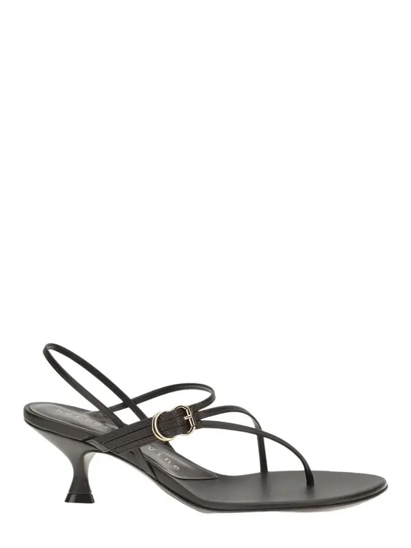 HERBERT LEVINE Starry Eyed Leather Kitten Heel Sandals - Brown