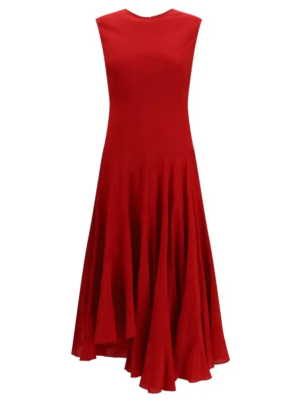 Tory Burch Asymmetrical Tiered Flared Dress - Red