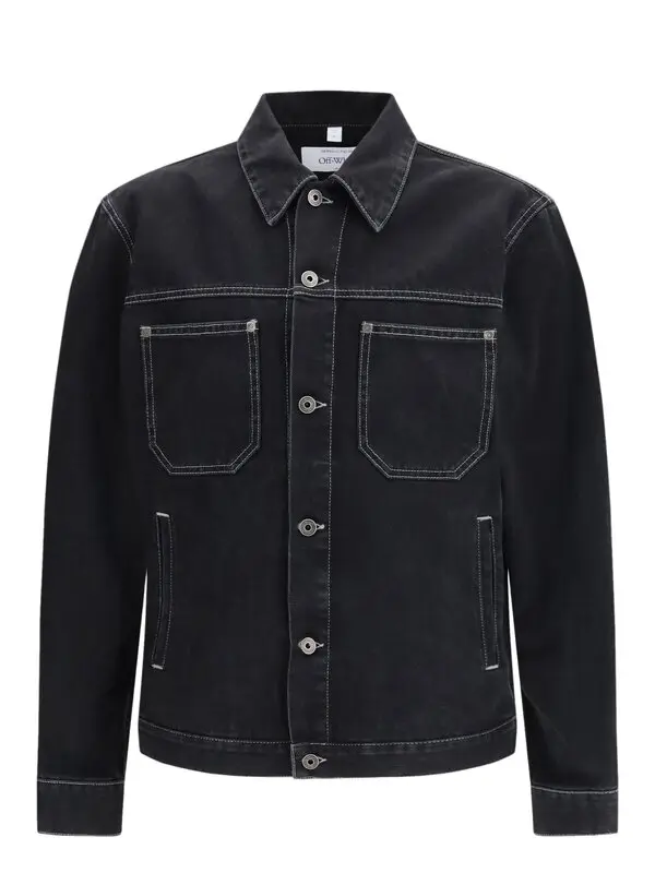 Off-White Arrow Zip Skate Denim Jacket - Black