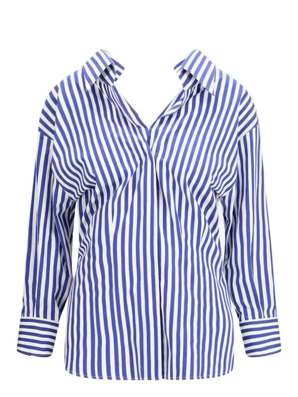 Givenchy Striped Cotton Shirt With Cut-out Detail - Blue