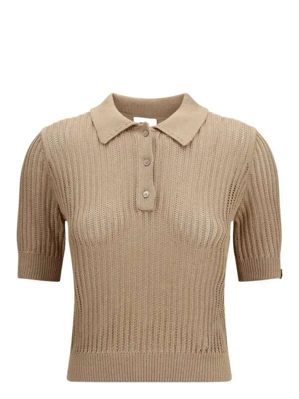 Jacob Cohen Ribbed Knit Polo Shirt - Beige