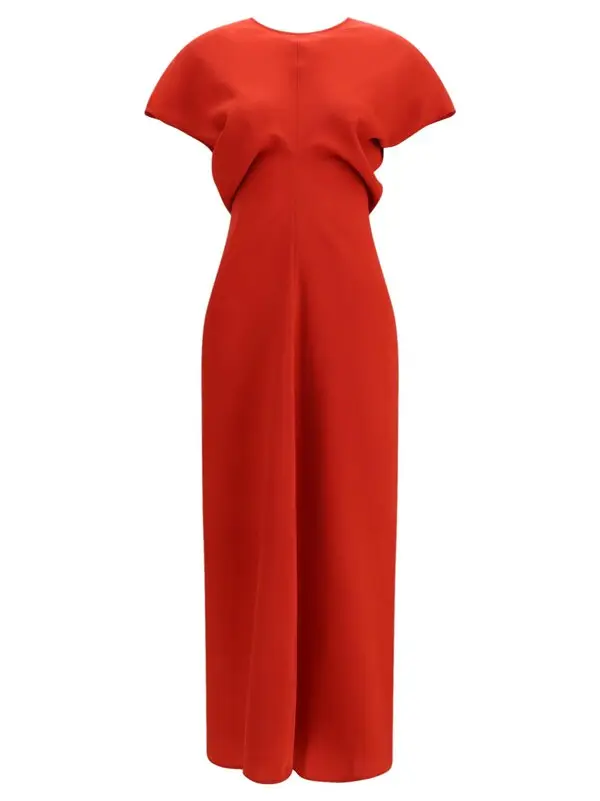 TOTEME Slouch Waist Wool Maxi Dress - Red