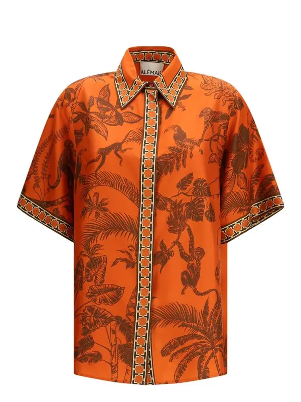 ALEMAIS Monkey Dance Silk Shirt - Orange