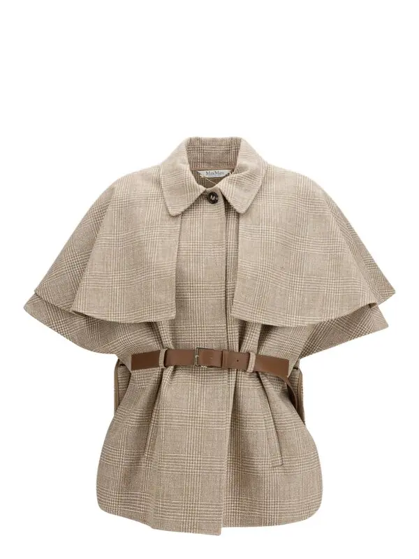 Max Mara Belted Cape With Pointed Collar - Beige