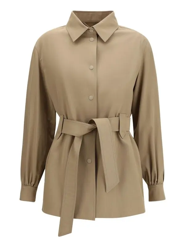 Max Mara Belted Virgin Wool Shirt Jacket - Brown