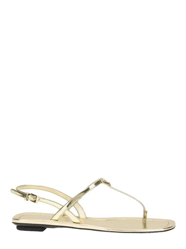 Prada Patent Leather Flip-flop Sandals With Triangle Logo Detail - Silver