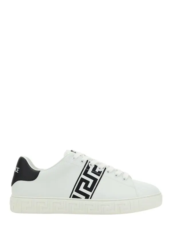 Versace Low Top Sneakers With Greek Embossing - White