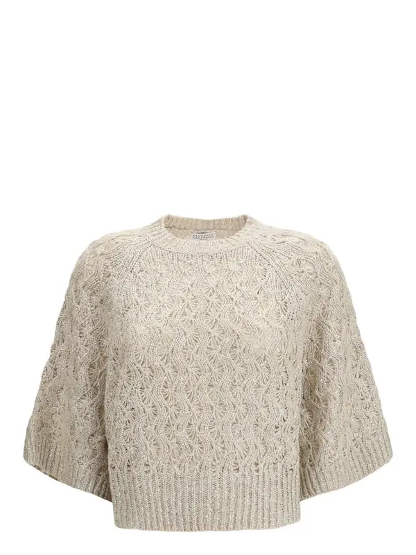 Brunello Cucinelli Open-knit Sequin Embellished Sweater - Grey