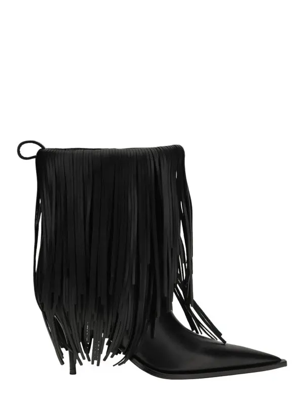 Balenciaga Avenue Fringe Ankle Boots - Black
