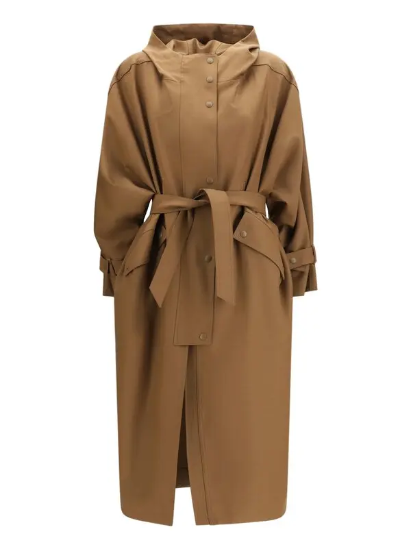 Max Mara Long Hooded Duster Coat - Brown
