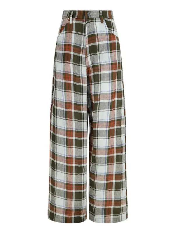 MARBELL Courtney Plaid Linen Pants - Red