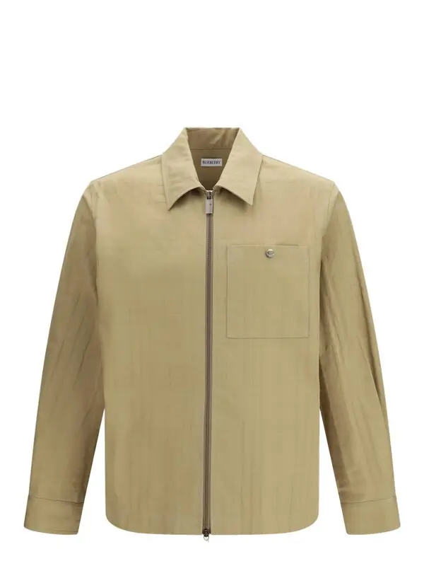 Burberry Check Cotton Zip Shirt Jacket - Beige