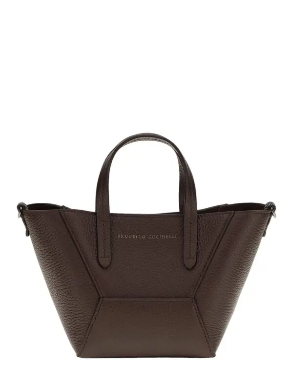 Brunello Cucinelli Paneled Leather Handbag - Bordeaux