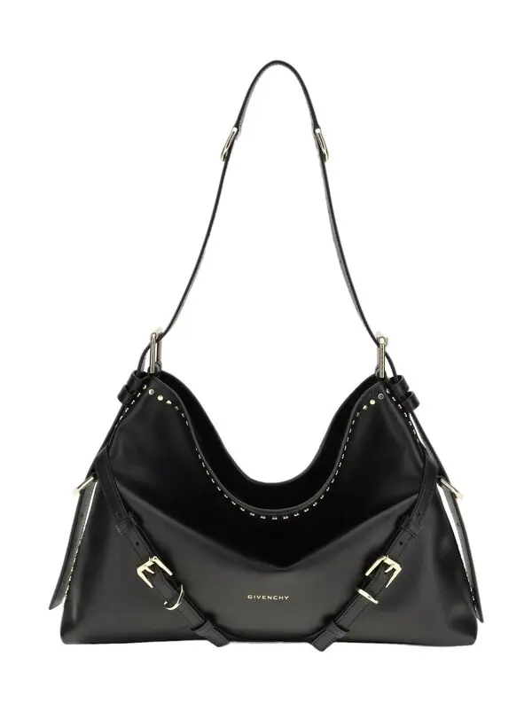 Givenchy Large Voyou Shoulder Bag In Shiny Leather - Black