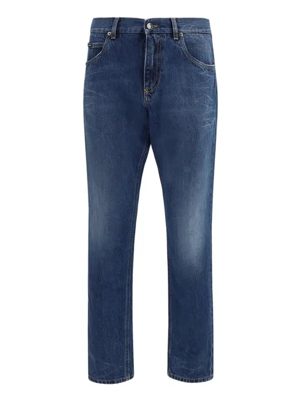 Dolce & Gabbana Embroidered Logo Denim Jeans - Blue
