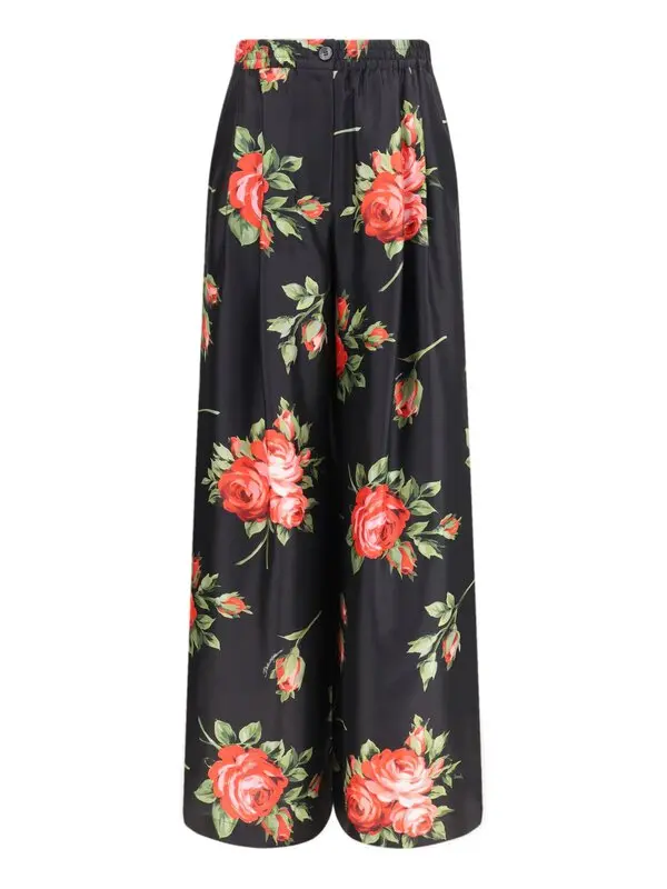 Dolce & Gabbana Wide-leg Floral Print Trousers - Multicolour