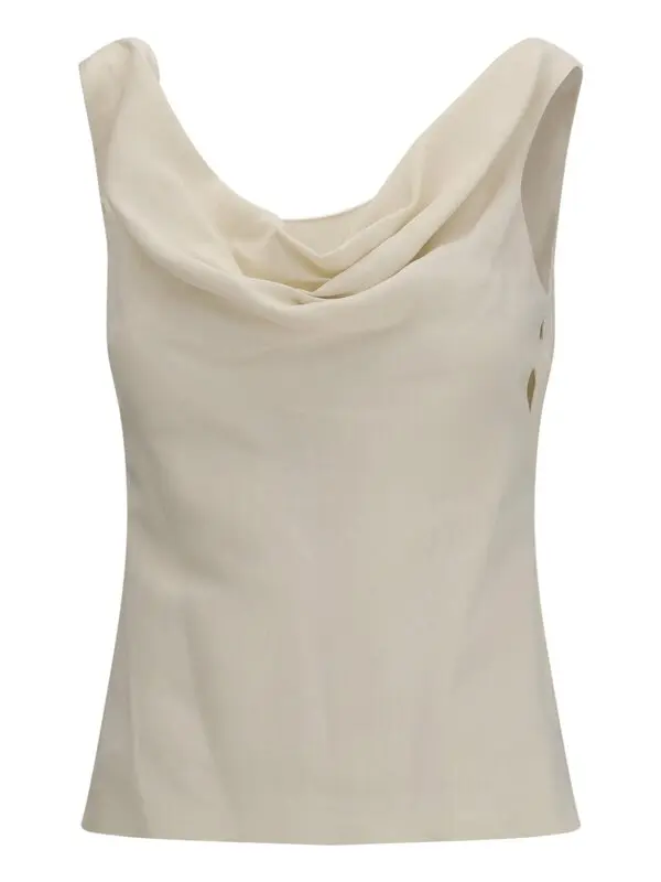 Brunello Cucinelli Viscose And Linen Twill Top - Cream
