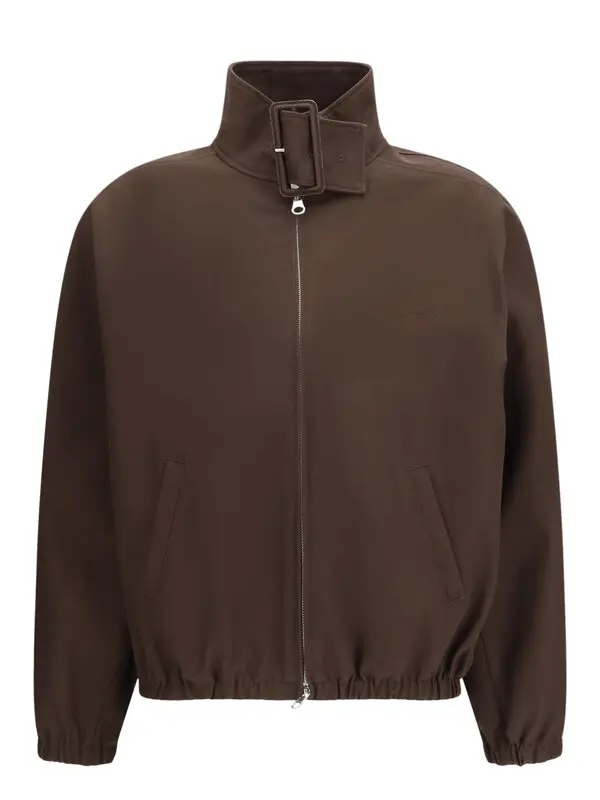 COURREGES Zip-up Bomber Jacket With Embroidered Logo - Brown