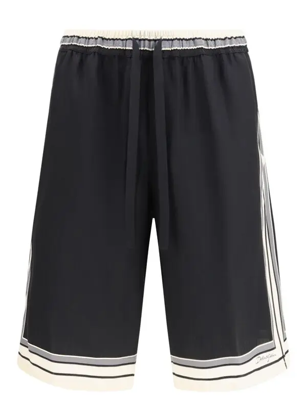 Dolce & Gabbana Striped Trim Drawstring Shorts - Black