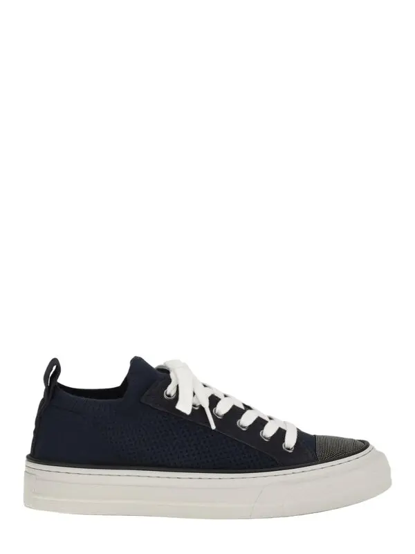 Brunello Cucinelli Cotton Knit And Suede Sneakers - Blue