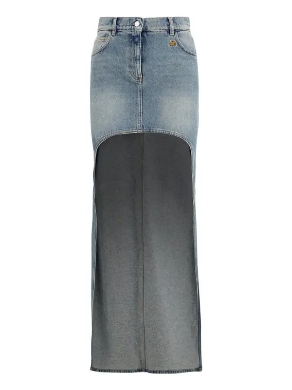 COURREGES Denim Asymmetrical Circle Skirt - Light Blue