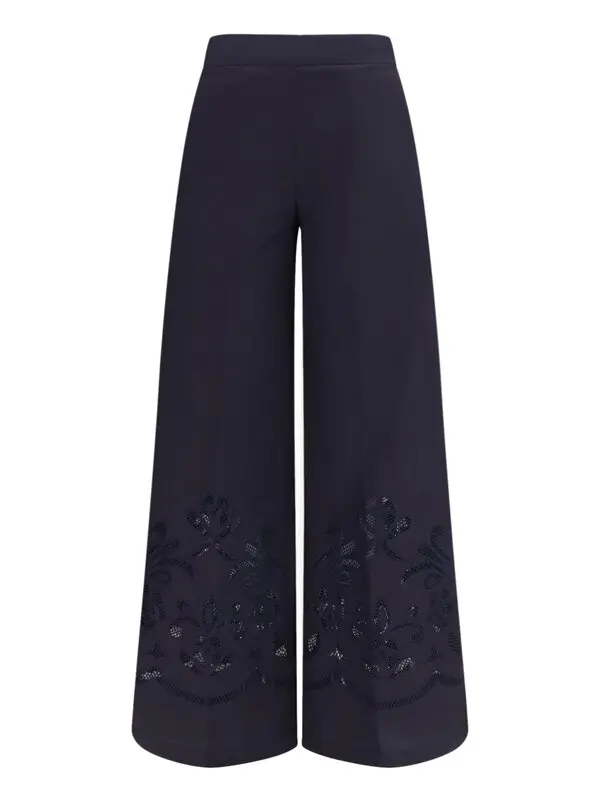 FORTE_FORTE Embroidered Cotton Wide Leg Pants - Blue