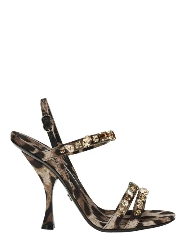 Dolce & Gabbana Keira Leopard-print Embellished Sandals - Brown