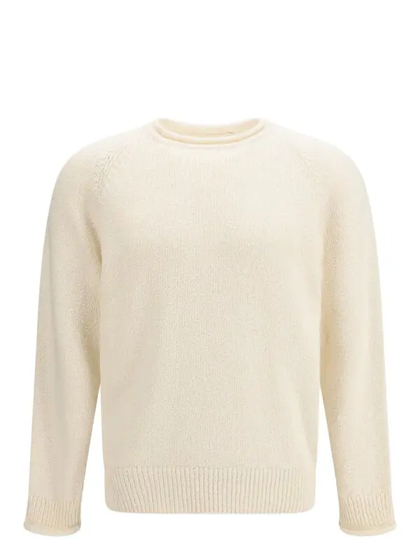 UMIT BENAN Ralph Crewneck Cotton Sweater With Raglan Sleeves - Cream