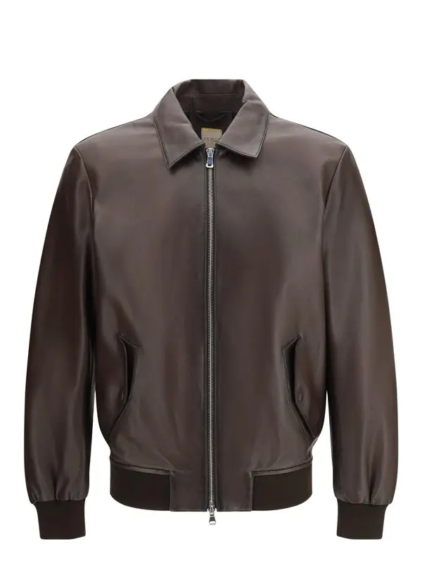ANDREA D'AMICO Leather Bomber Jacket - Brown