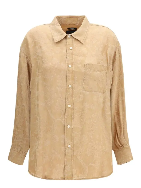 R13 Embroidered Button-up Shirt - Orange