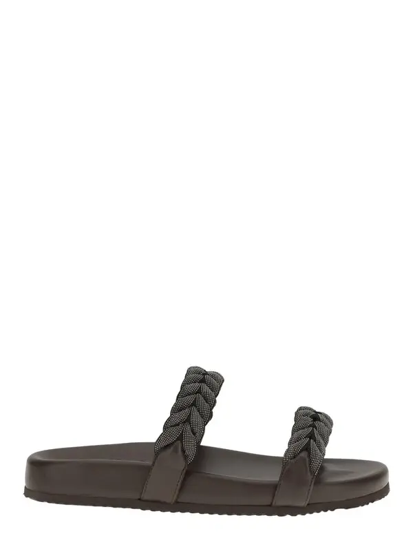 Brunello Cucinelli Braided Strap Leather Sandals - Brown