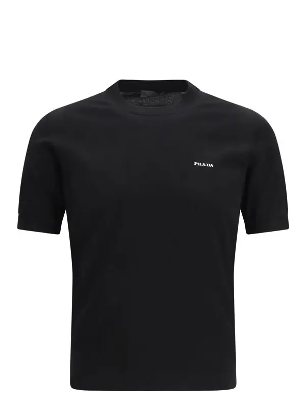 Prada C-neck Knit In Cotton - Black