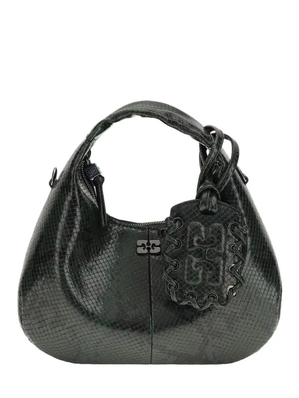 GANNI Mini Snake Effect Handbag With Butterfly Logo Detail - Black
