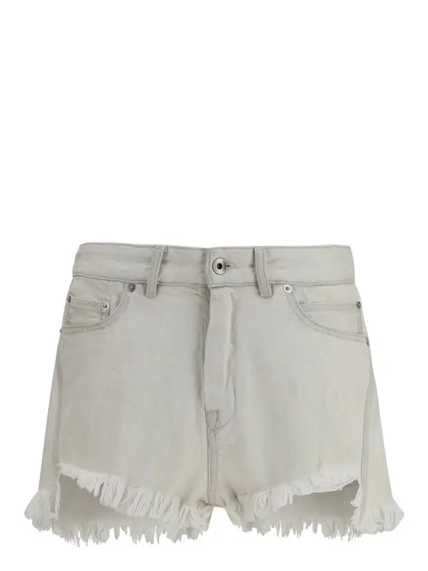 Rick Owens Temple Bias Cutoff Denim Shorts - Cream