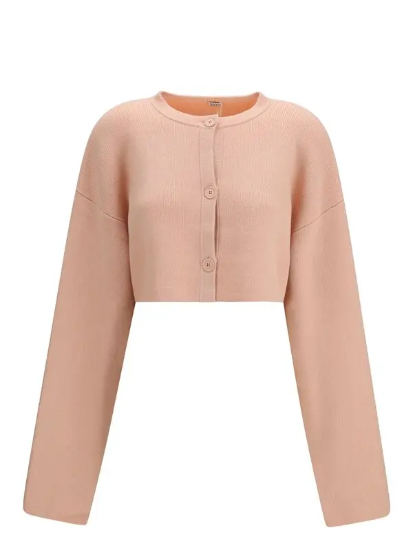 TOTEME Cropped Crewneck Cardigan With Button Fastening - Pink