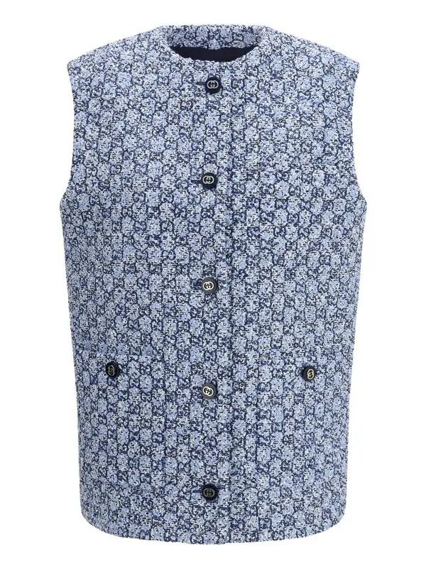 Gucci Gg Tweed Vest - Blue