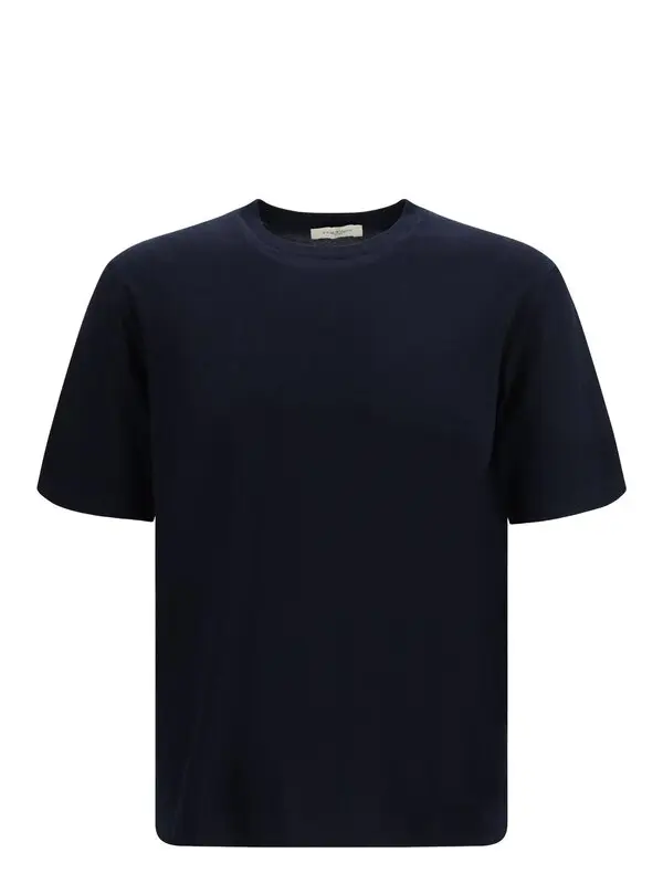 PIACENZA CASHMERE 1733 Short-sleeve Crewneck Sweater - Blue