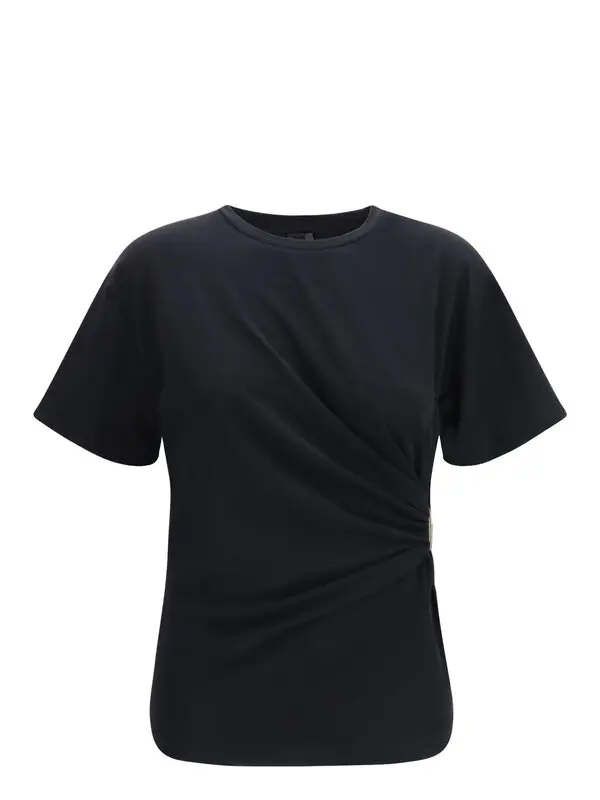 Pinko Draped Mary T-shirt With Gold Appliqu - Black