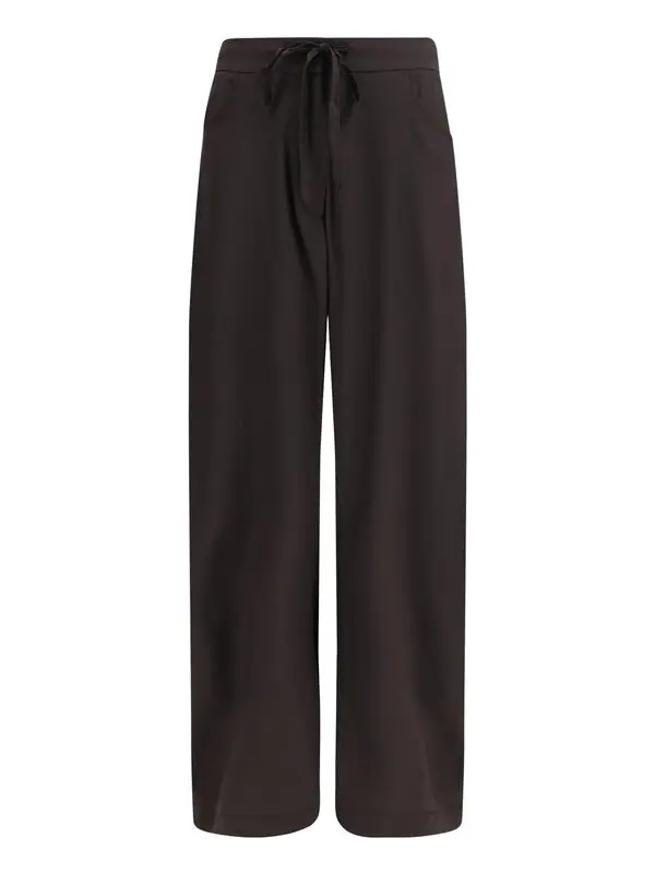 ELLA Silk Barrel Leg Pants With Drawstring - Brown