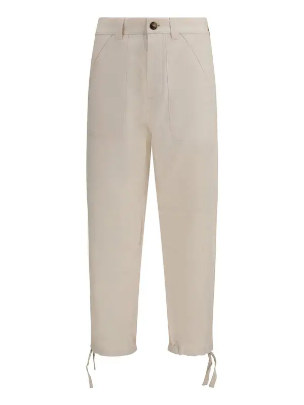 Brunello Cucinelli Linen Pants With Drawstring Hem - Cream
